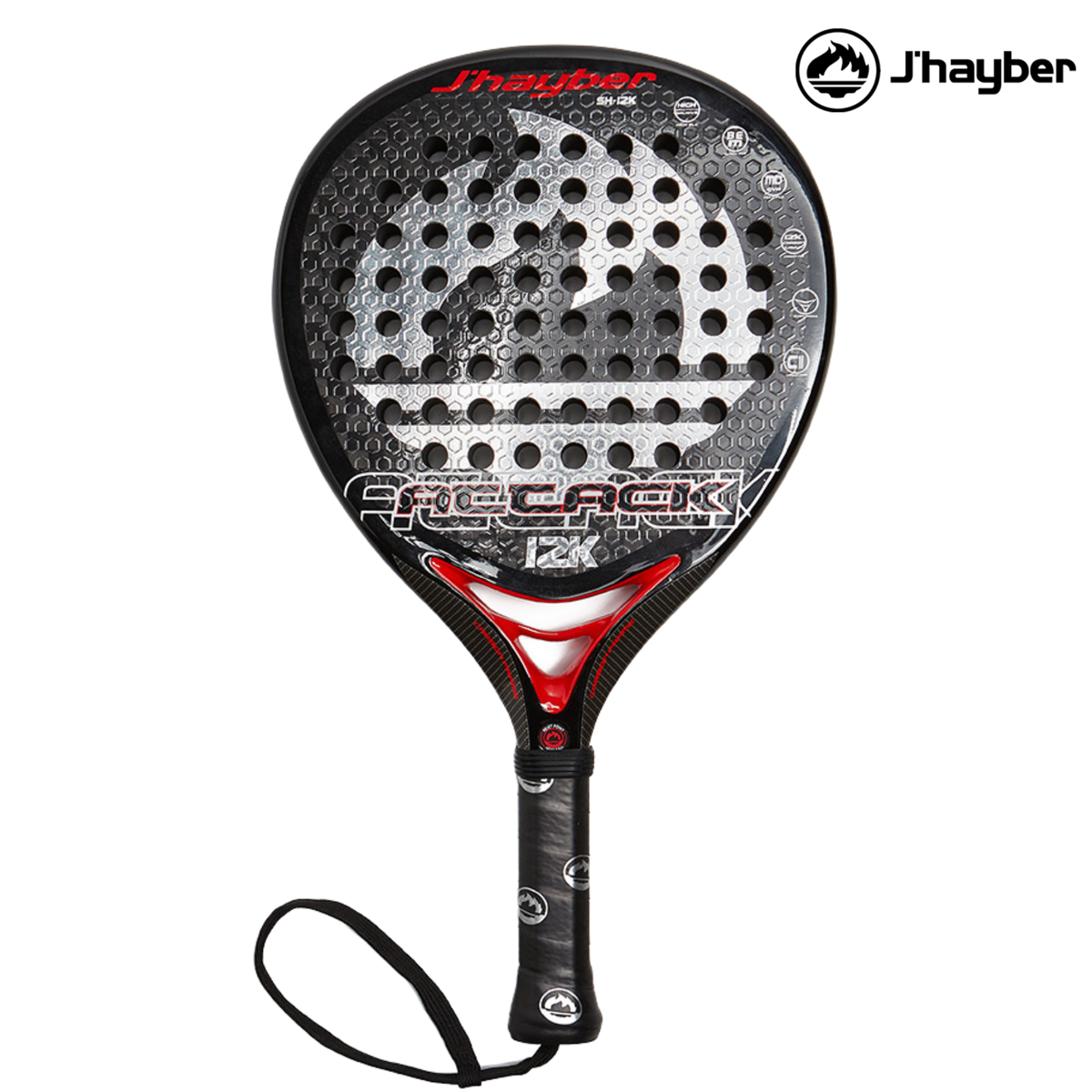 J'hayber Attack 12K Black/Red | Padel Racket – PadelShop.com